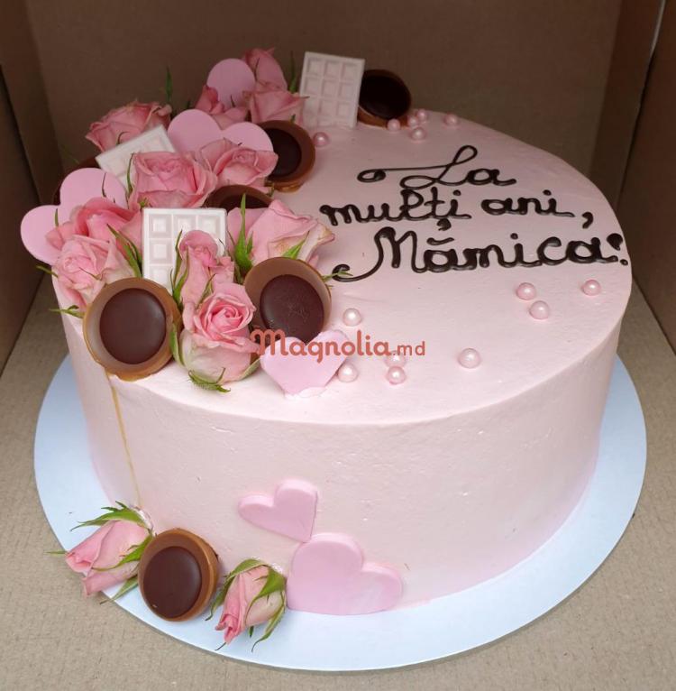 Tort Roz cu floricele naturale si Toffifee 73631 | Magnolia.md Comandă ...